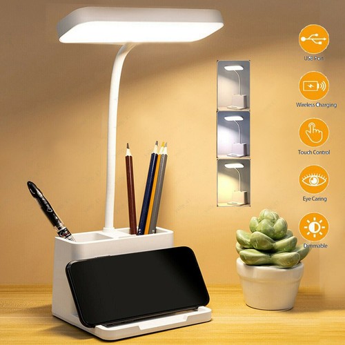 LED Desk Light Dimmable Touch Sensor Table Bedside Reading Lamp USB ...