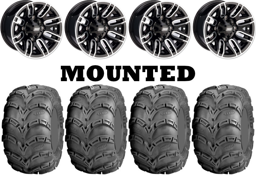 Kit 4 ITP Mud Lite AT Tires 24x8-12 on Moose 112X Black Wheels CAN | eBay