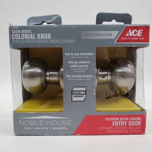 NOB Ace Premium Colonial Entry Keyed Door Knob Set Satin Nickel - No ...