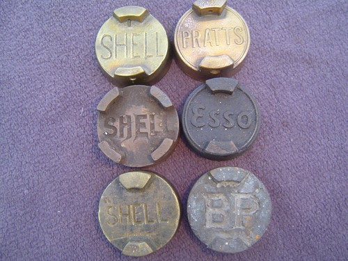 6 Original SHELL PRATTS ESSO BP Brass Petrol Can Caps | eBay UK