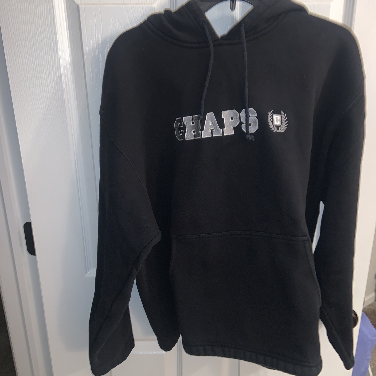 VTG Chaps Hoodie Sweatshirt Adult XL Black Preppy | eBay