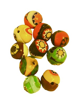 Lot of 10 Vintage Venetian Murano Small Ball Cane Glass African Trade ...