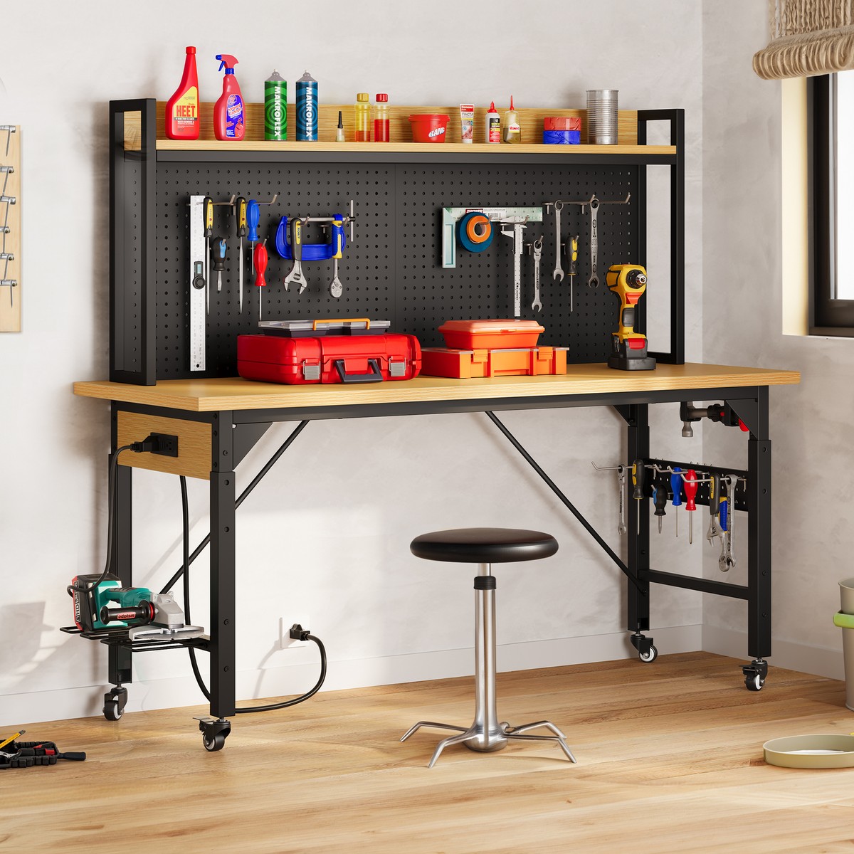 Workshop Bench Pegboard WB7B 48'' Heavy Duty Workbench With Pegboard