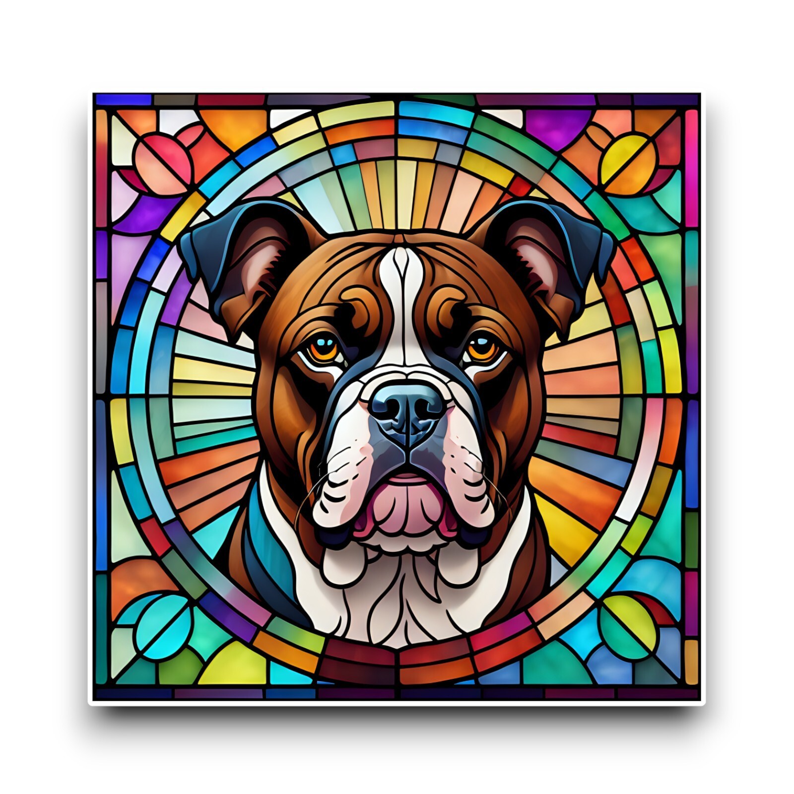Boxer Dog Puppy Square Stained Glass Window Effect Vinyl Sticker Decal ...