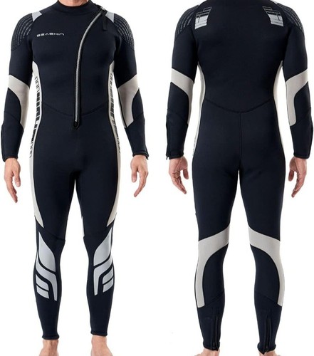Seaskin wetsuit men's S black neoprene 3mm full body front zip water ...