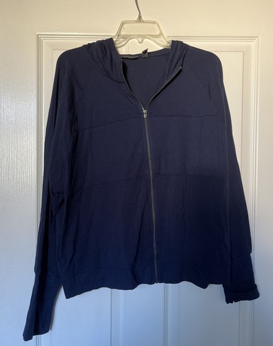 AnyBody Cozy Knit Mixed Rib Zip-Up Jacket Deep Navy XL A384619 | eBay