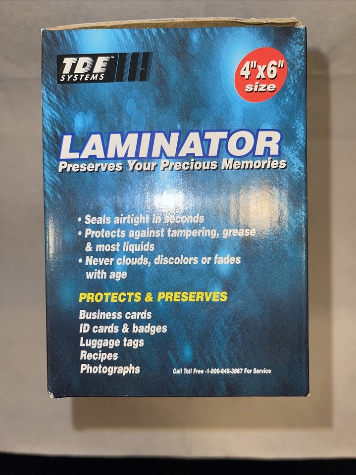TDE Systems 4”x6” Laminator Perfect For ID’s, Badges & Pictures | eBay