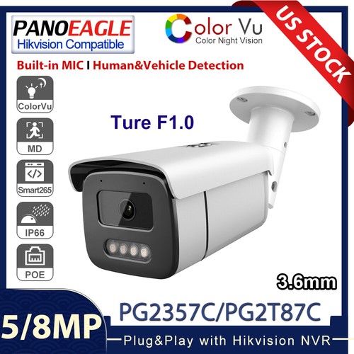Hikvision Compatible 5MP/8MP 4K ColorVu Bullet Camera 3.6mm Full Color ...