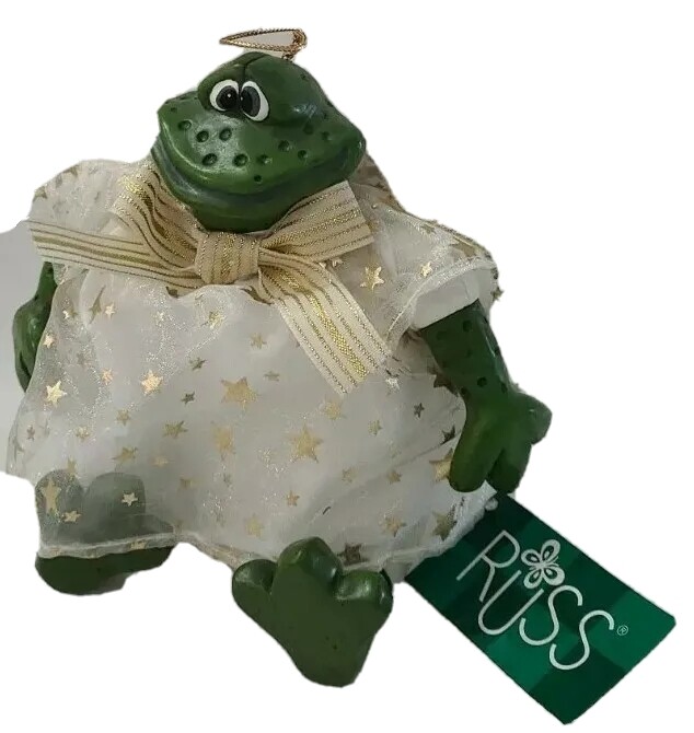 Christmas Country Folks Angel Cherub Frog Russ Berrie & Co Shelf Sitter ...