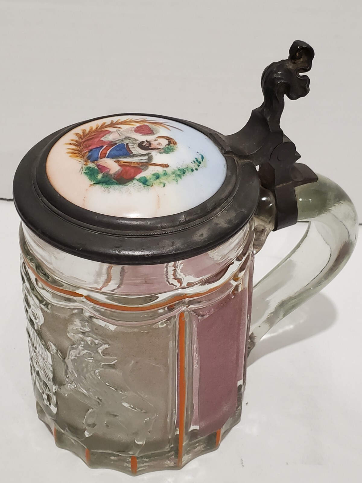 Rare 1870s German Gambrinus Painted Glass Beer Stein Mug - Porcelain ...