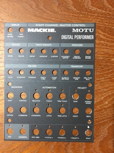 MACKIE CONTROL Motu overlay - NEW never used White Letters | eBay
