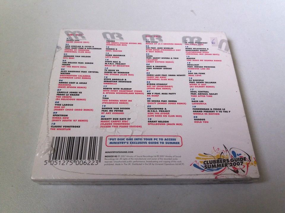 Cd 'Ministry of Sound Clubbers Guide Summer 2007' 2 Cd 40 Tracks Sealed ...
