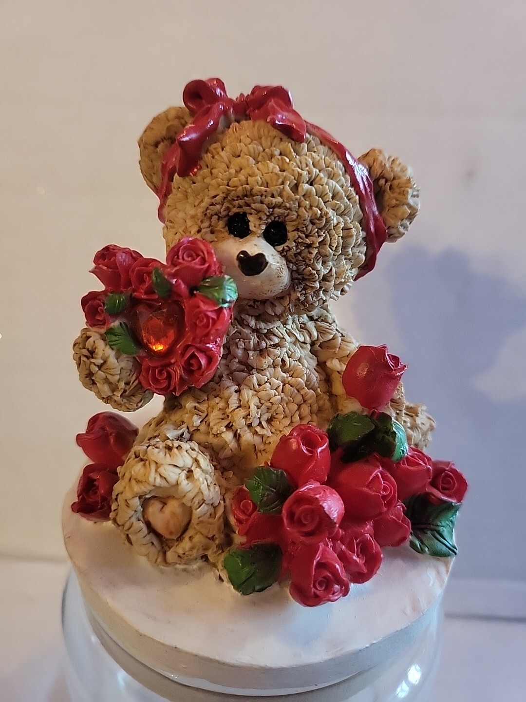 Vintage Resin 2006 Valentine's Bear with Roses Candy Jar, Home Decor | eBay
