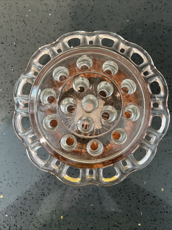 Vintage Anchor Hocking Glass Open Lace Pink Cupcake Glass Bowl w ...