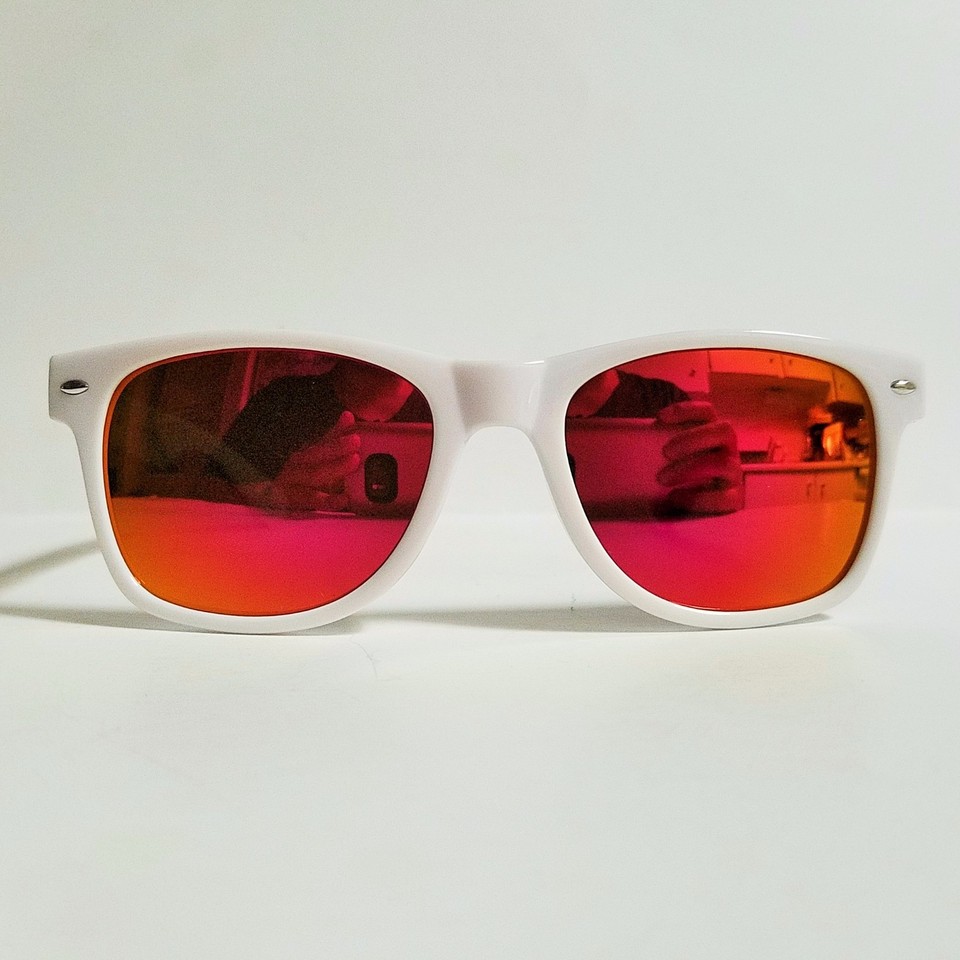 Fashion Sunglasses White Frame Mirror Lenses Retro Mens Womens | eBay