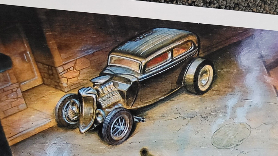 Signed Keith WEESNER poster vtg 1933 Ford & Custom Roadster Hot Rod Art ...