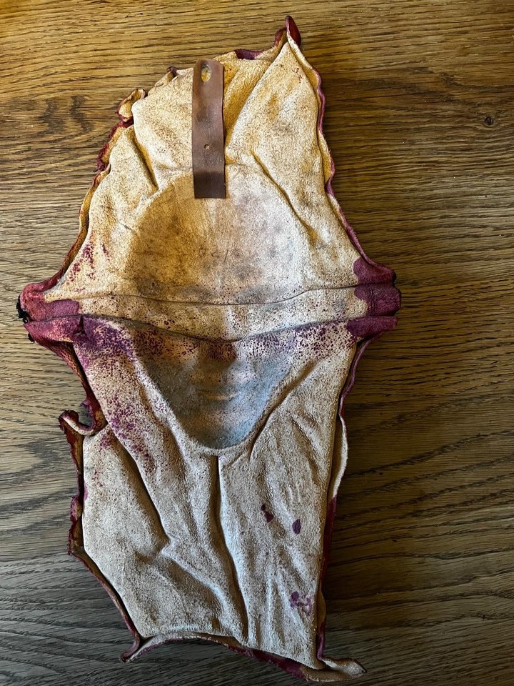 Leather wall mask with band across eyes representing Themis from Greek ...