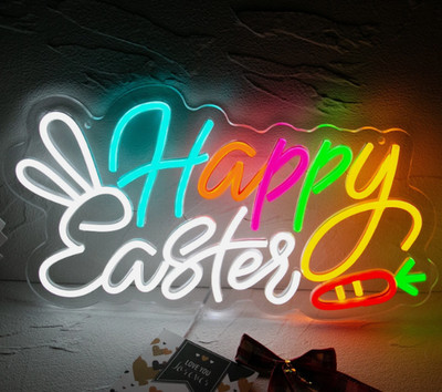 Happy Easter LED Neon Sign With Dimmer USB Powered Adjustable Light ...