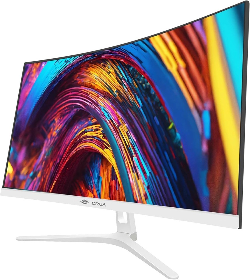 27 Inch White Curved Monitor – 1080P FHD VA Screen, 120% sRGB, 75Hz ...