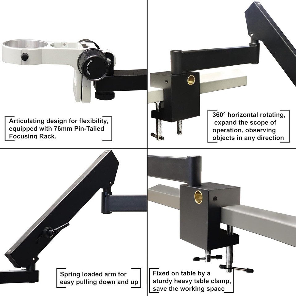 Articulating Stand with Post / Clamp 76mm Focusing Rack for Stereo ...