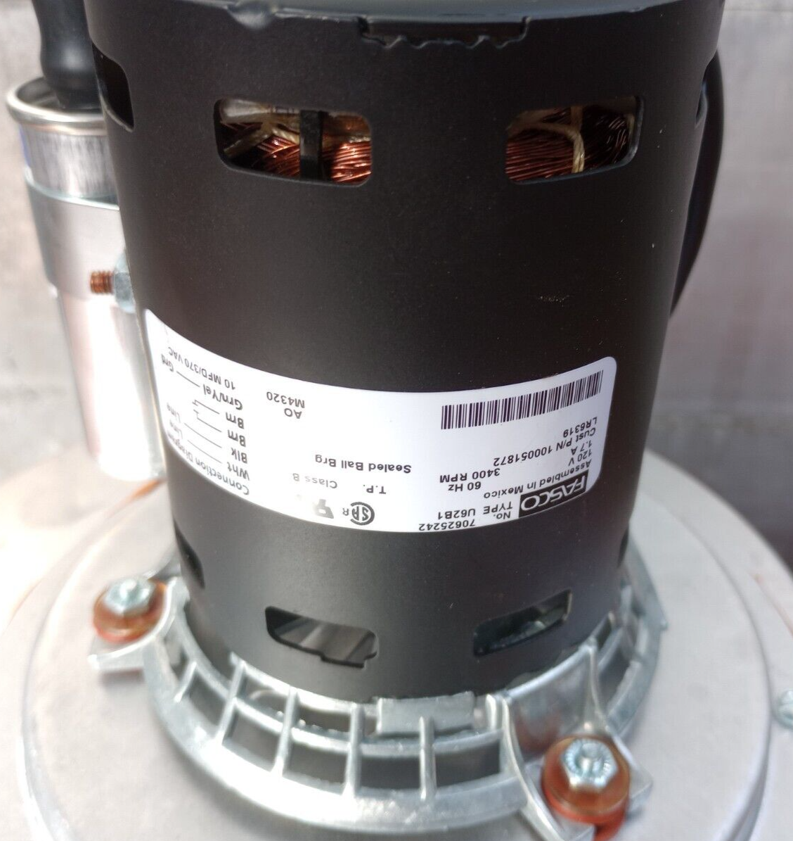Fasco U62B1 A.O. Smith 100110631 115V 3400 RPM Water Heater Blower ...