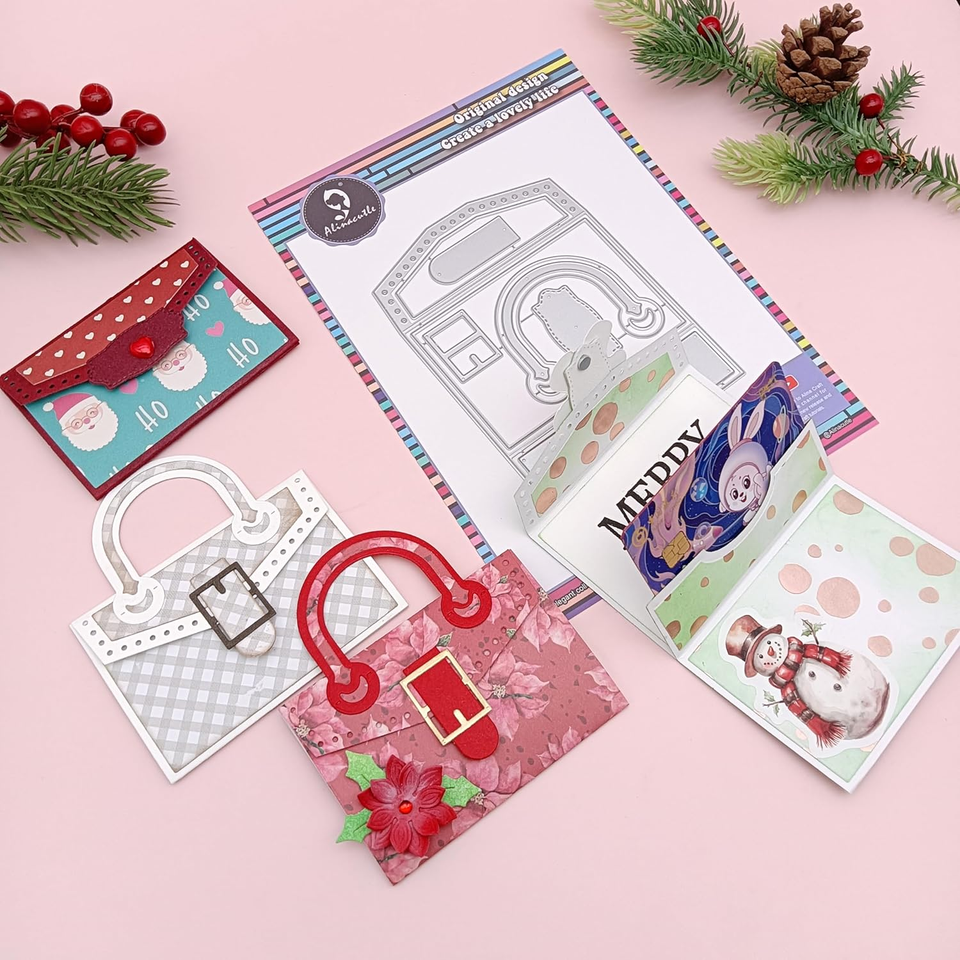 1Set Card Bag Metal Cutting Die Cut for Handmade Gift Cards Holder Gift ...