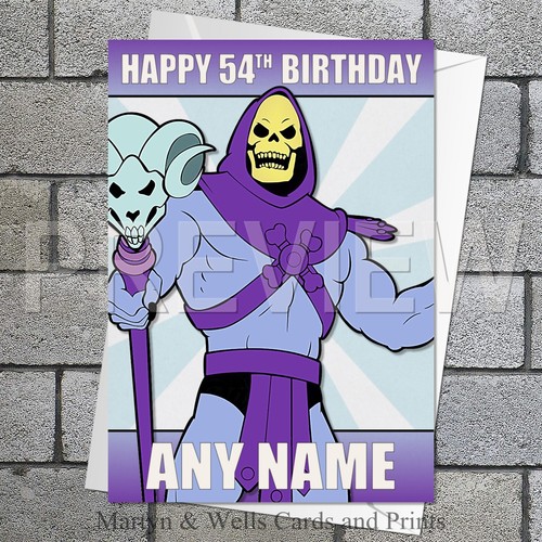 Skeletor birthday card. 5x7 inches. Masters of the Universe. Dad ...