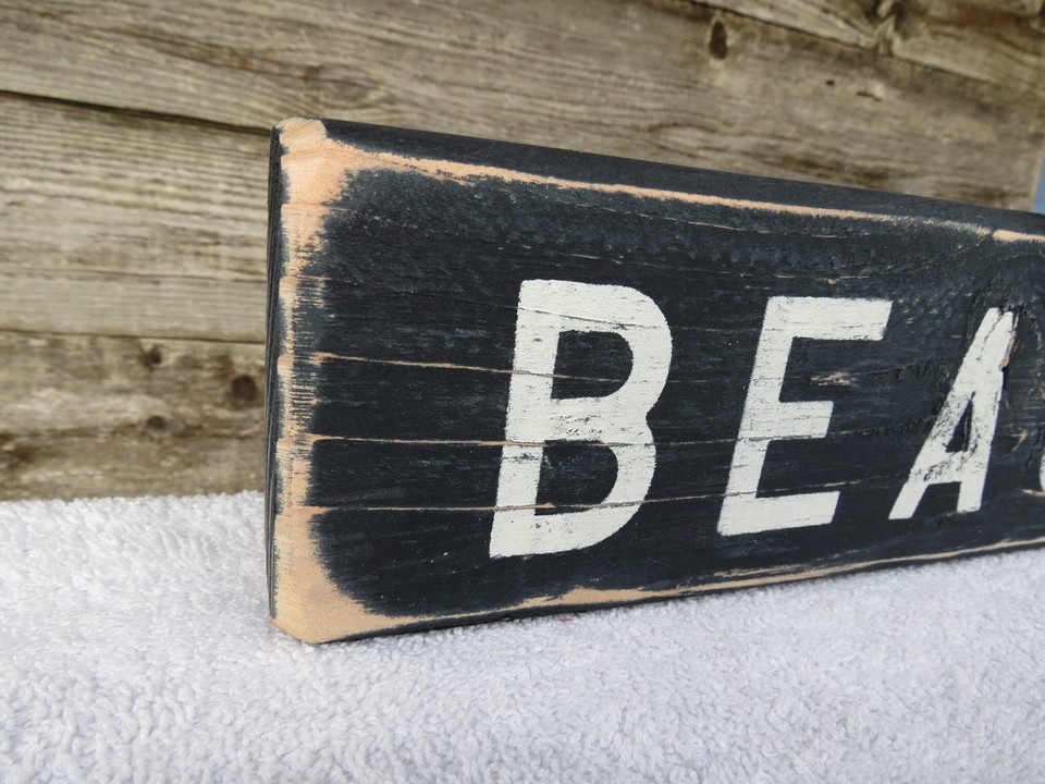 12 INCH WOOD HAND PAINTED BEACH SIGN NAUTICAL SEAFOOD (#S563) | eBay