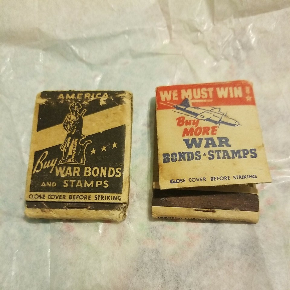 WW2 WAR BONDS MATCHBOOK Step On It Crush Axis Hitler Hirohito Mussolini ...