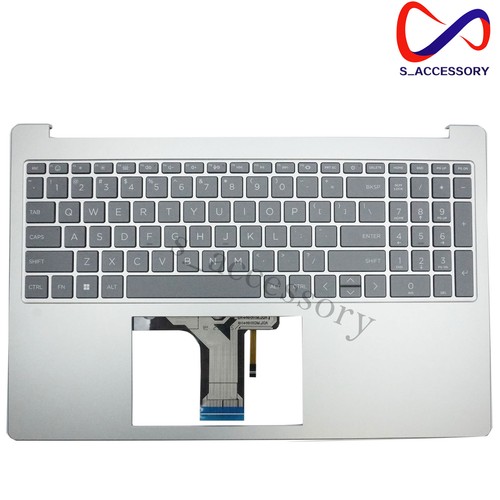 New HP 15-FC 15-FD 15-FD0005 Palmrest Case Keyboard Backlit Silver ...