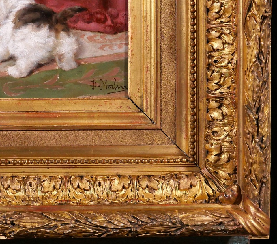 Antique Painting Daniel Merlin Cats Animals Cat Impressionism Portrait ...