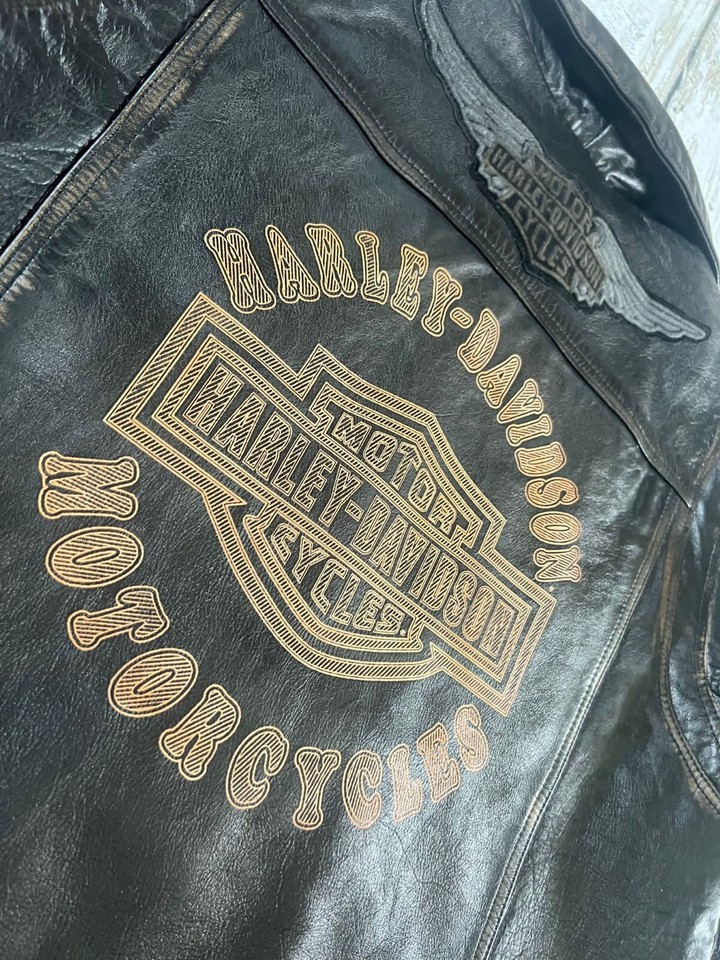 Harley Davidson Men's Digger Button-Up Black Leather Riding Jacket XL ...