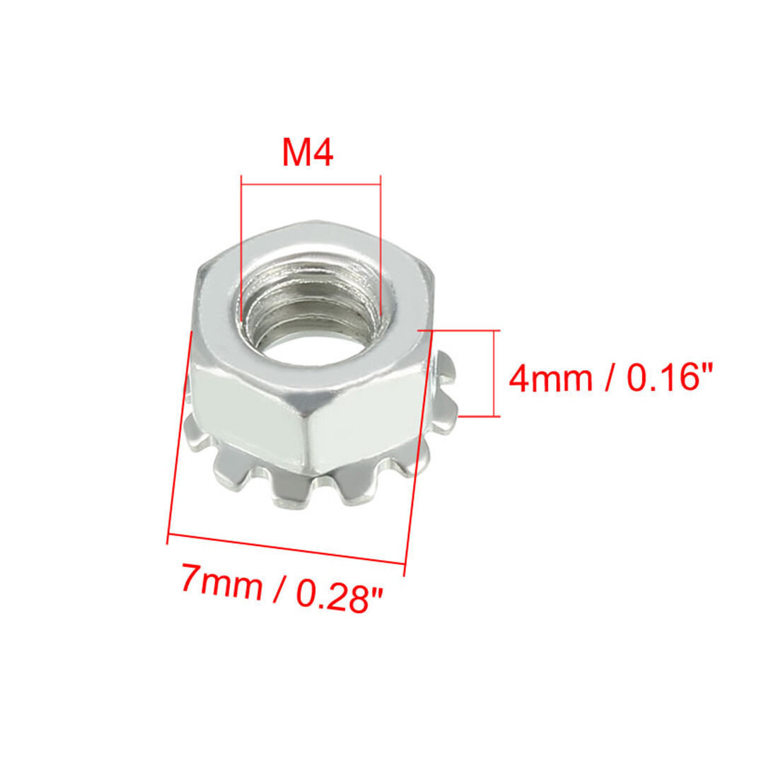 M4 X 0.7-Pitch Carbon Steel Female Thread Kep Hex Head Lock Nut 100pcs ...