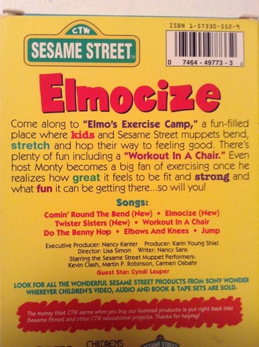 SESAME STREET Elmocize VHS (1996) - Cyndi Lauper - Muppets - Fun ...