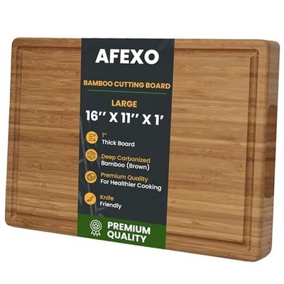 Bamboo wood cutting board for kitchen. 1" Thick - Wooden cutting 16"L x ...