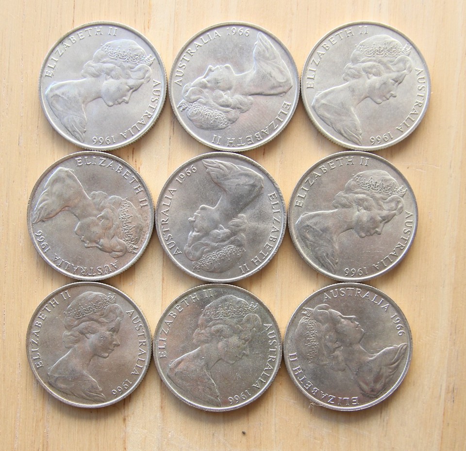 9 x 1966 Round 50 Cent 80% Silver Collectable Australian Coins | eBay ...