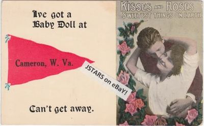 c. 1913 CAMERON, WV, BABY DOLL RISQUE PENNANT POSTCARD | eBay