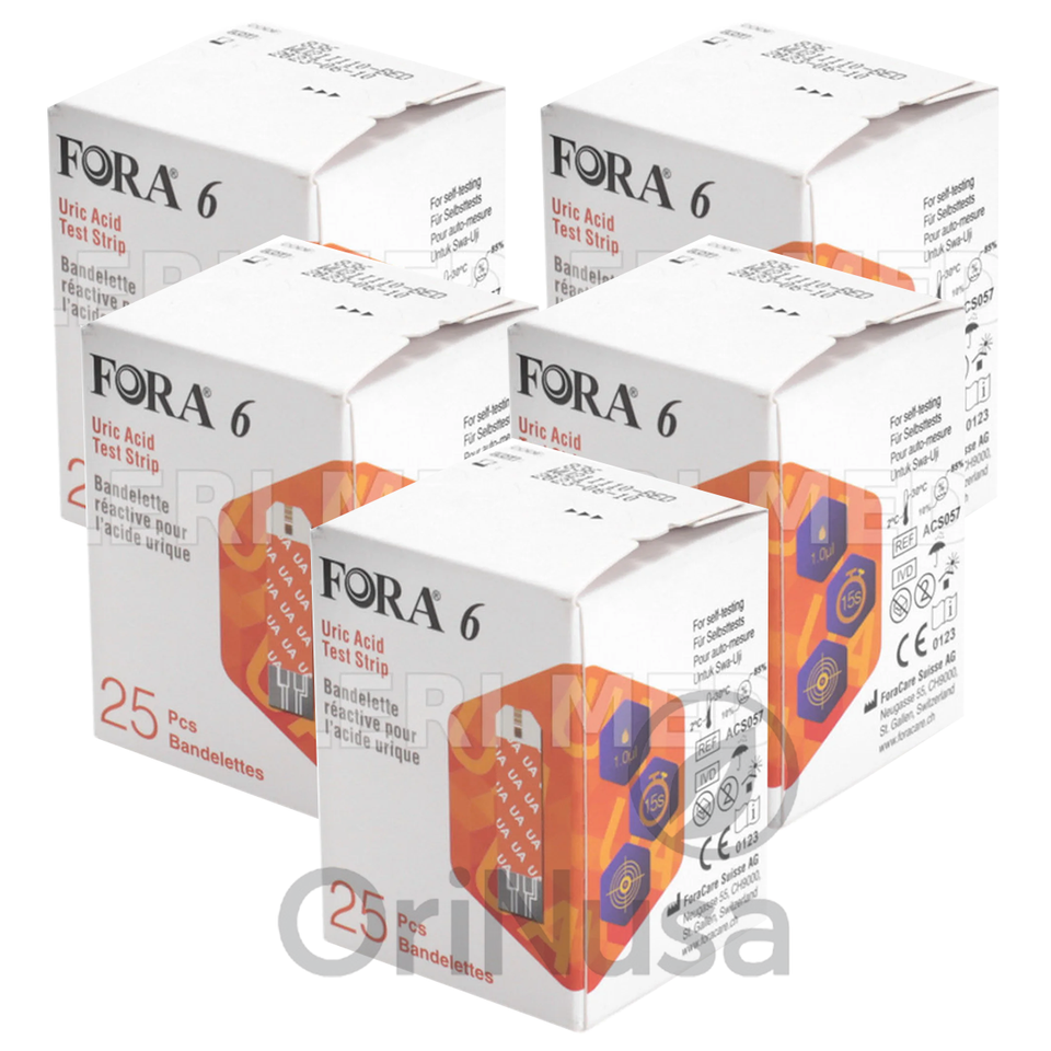 FORA 6 Uric Acid Test Strips - 1 to 5 Box Options | Gout Test Kit ...