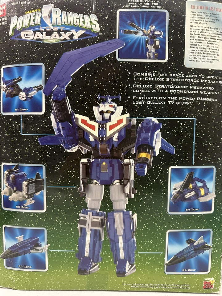 1999 Bandai Power Rangers Lost Galaxy DX 9.75" Stratoforce Megazord ...