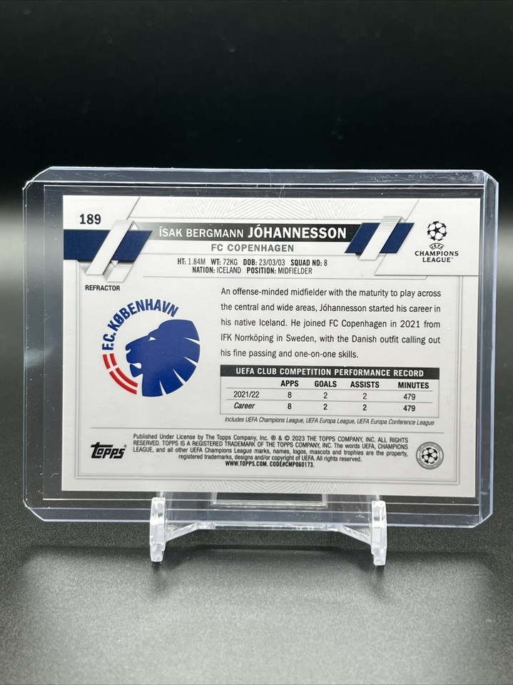 2022-23 Topps Chrome UEFA Isak Bergmann Johannesson Refractor Rookie RC ...