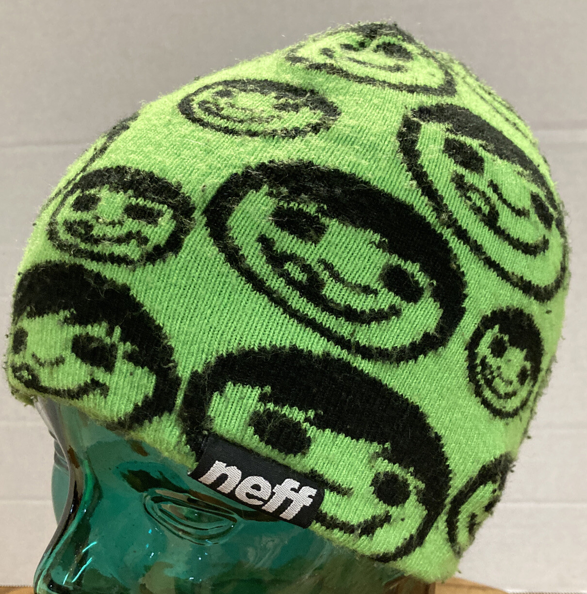 YOUTH BOYS NEFF WINTER BEANIE HAT GREEN/BLACK OSFM VGC O2 | eBay