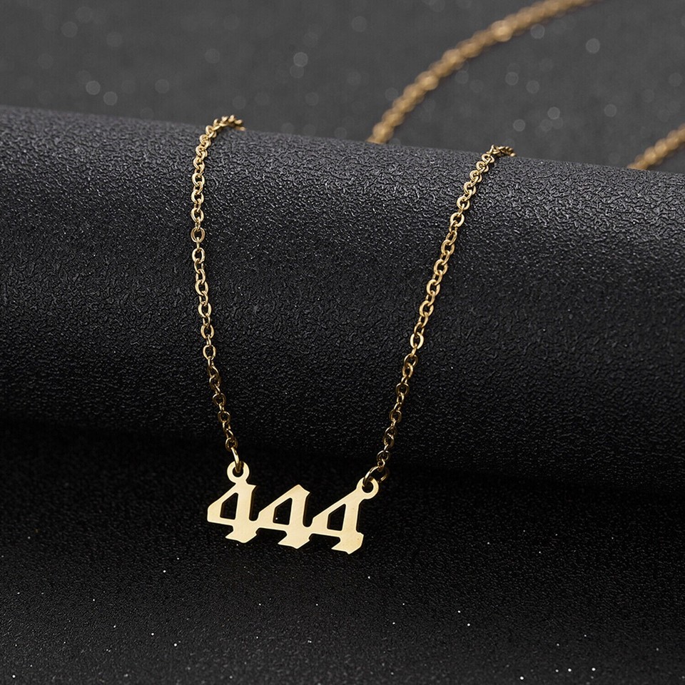 Gold 444 Angel Number Necklace, Jewelry Charms Minimalist Stainless ...