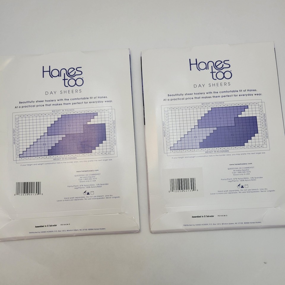 VTG Hanes Too Pantyhose Size 2Q Barely Black Day Sheer Control Top Lot ...