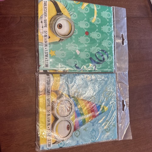 Lot of 2 Despicable Me Minions Tablecloth Cover Birthday Party Supplies ...