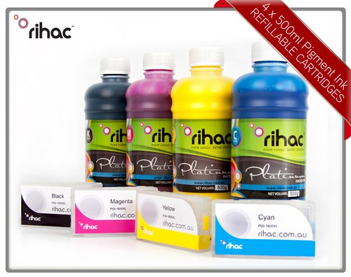 Refillable Cartridge Set + Rihac Pigment Inks for MB2060 Canon Maxify ...