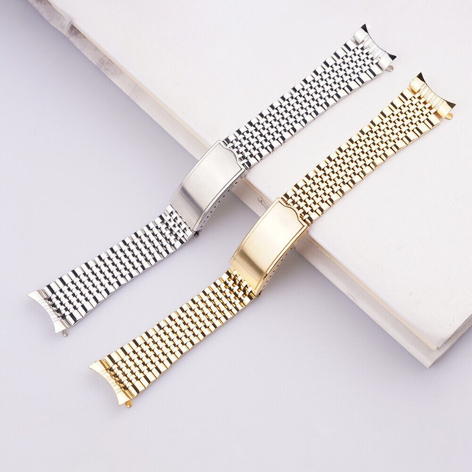18mm Hollow Curved End Beads Of Rice Watch Band For Vintage Omega ...
