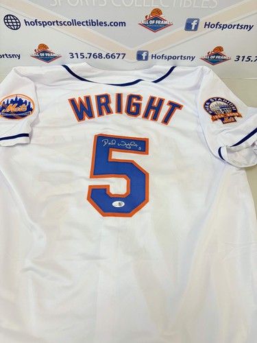 DAVID WRIGHT NY METS SIGNED CUSTOM WHITE JERSEY! SHEA STADIUM PATCH ...