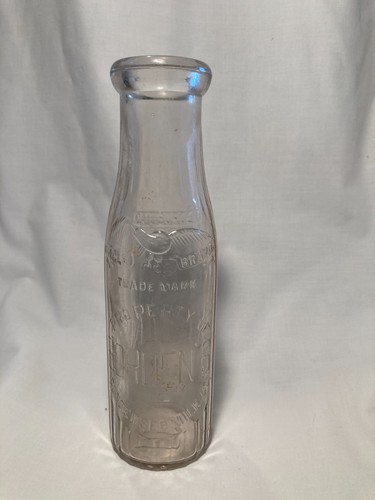 c1910 Gail Borden Borden's Condensed Milk Co. tall pint Milk Bottle with Eagle | eBay