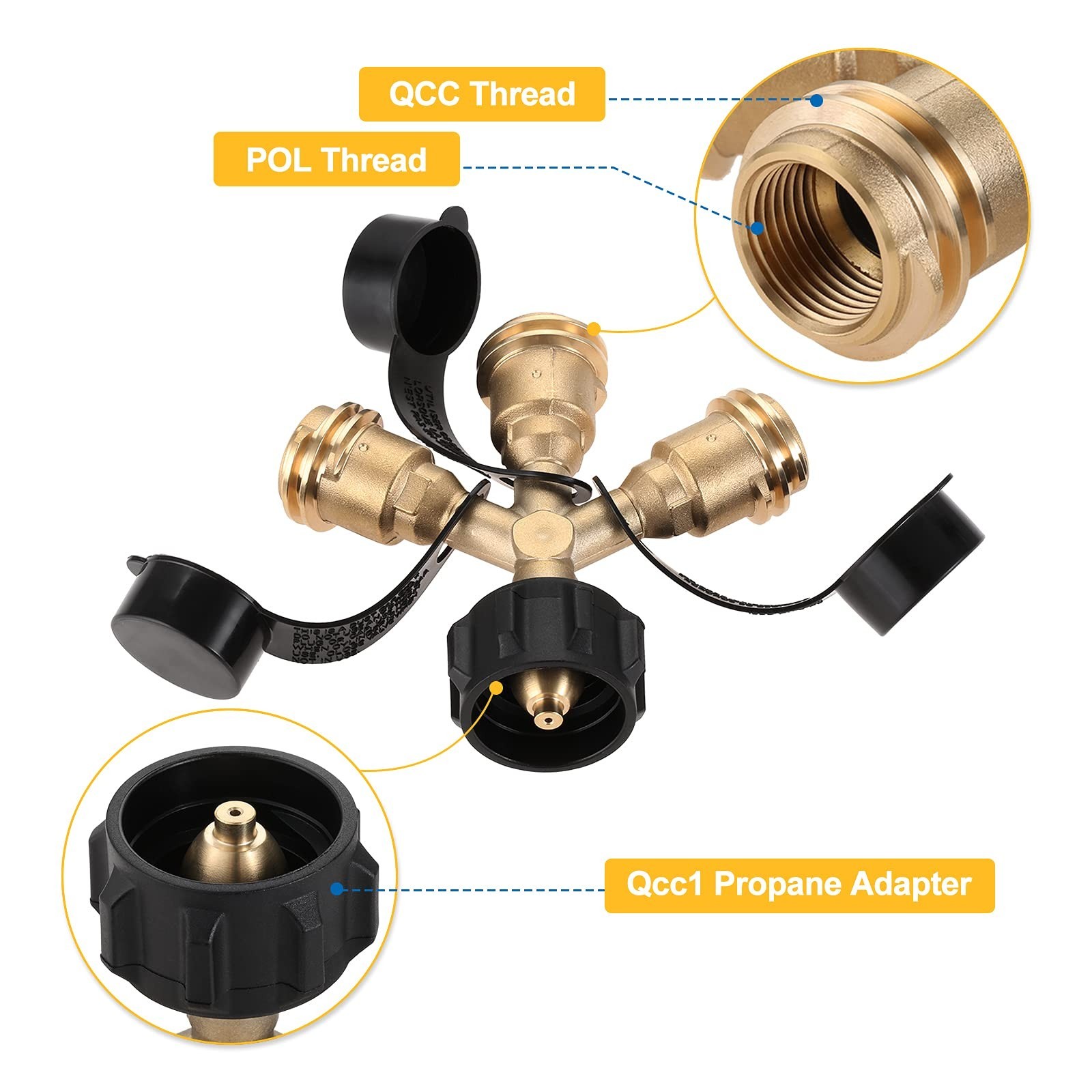 3 Way Propane Gas Splitter, Propane Tank Y Splitter Adapter for Camping ...