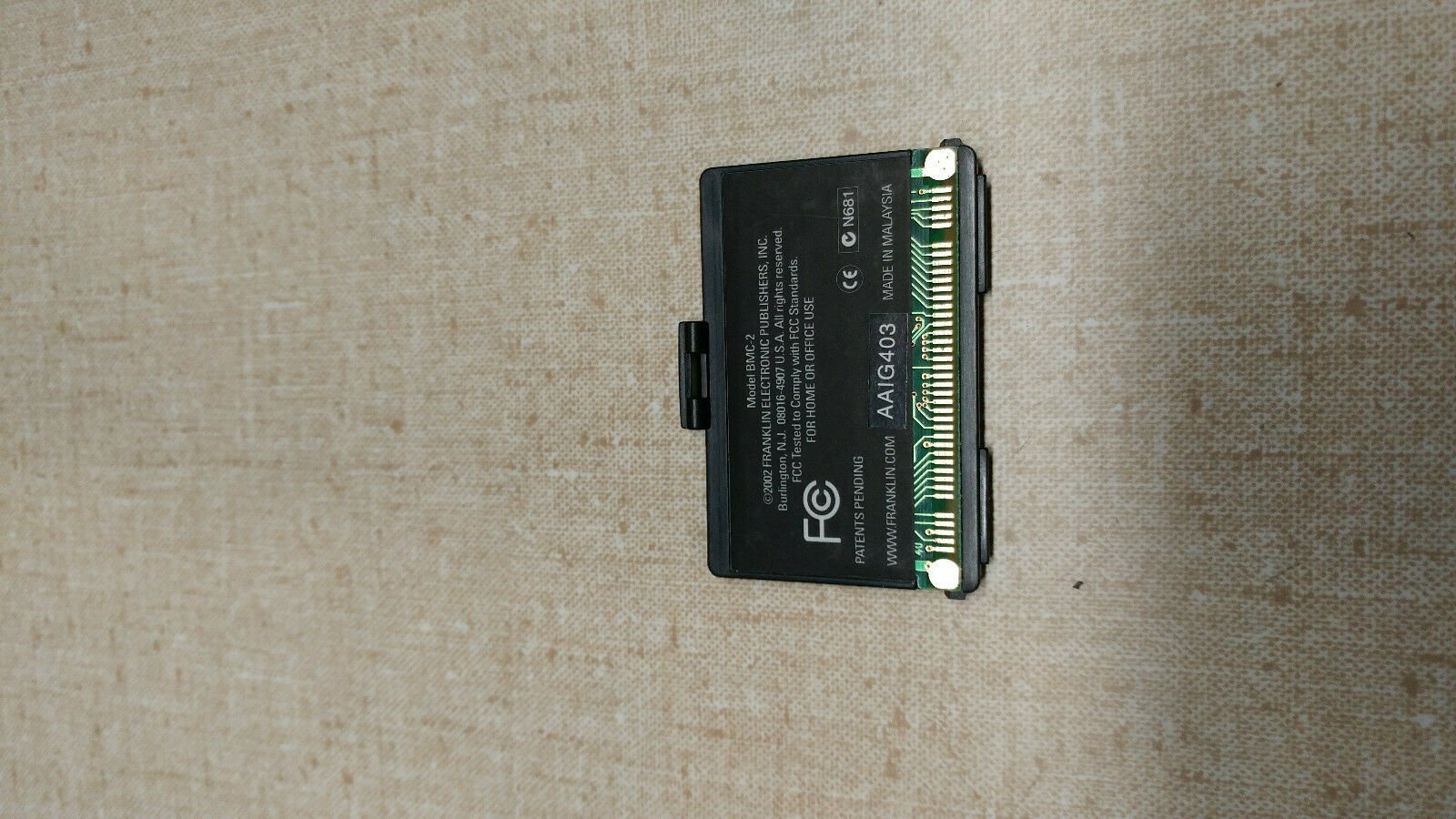 FRANKLIN Bookman Cartridge Card BMC 2 | 2MB Memory Expansion Card ...